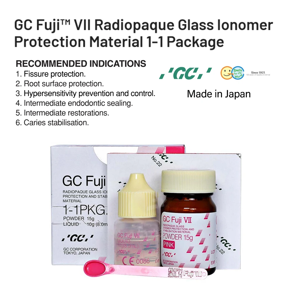 Gc Fuji VII 7 균열 실란트 치과 유리 시멘트, 이오노머 뿌리 표면 보호 최소 우식 복원 밀봉 치과 ...