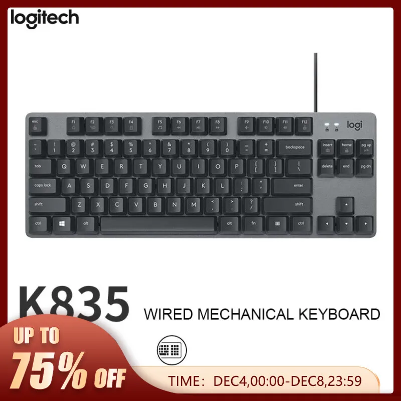 Logitech-K835-Mechanical-Keyboard-Wired-Keyboard-Game-Office-Keyboard-84-Key-Black-TTC-Axis-Red ...