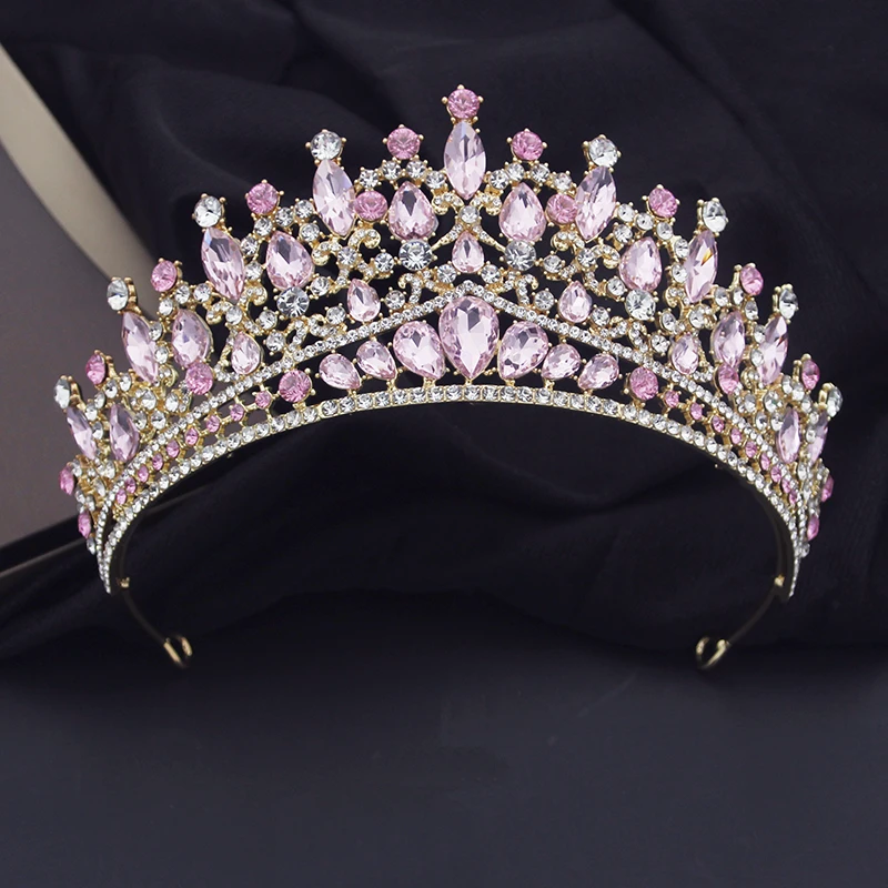 Pink Crystal Queen Crown | Crown Tiara Crystal Pink | Pink Crown Tiara ...