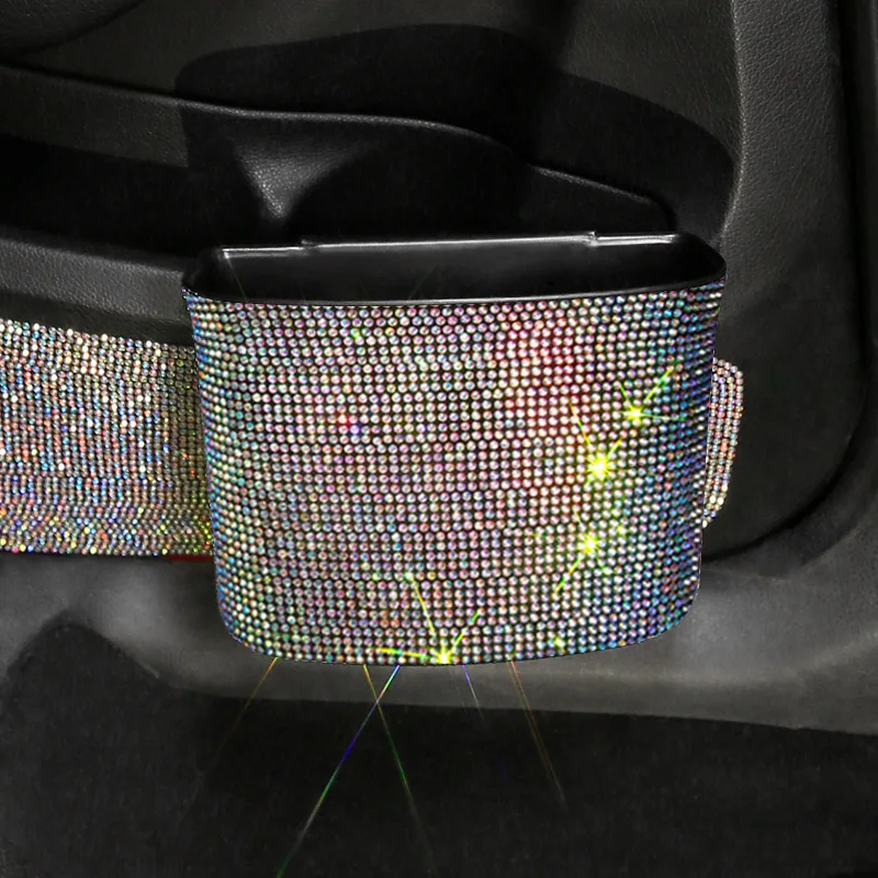 Car-Trash-Can-Diamond-Crystal-Organizer-Bin-with-Lid-Leakproof-Mini ...