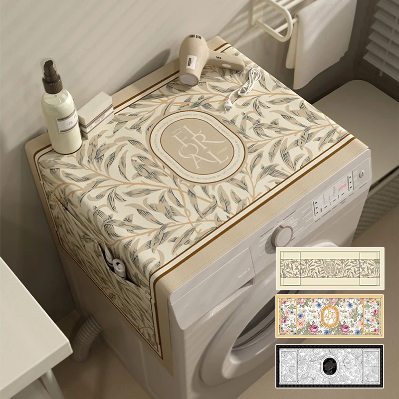 Washing Machine Dust Cover Nordic Microwave Refrigerator Mat Waterproof Moisture Pad Leaves ...