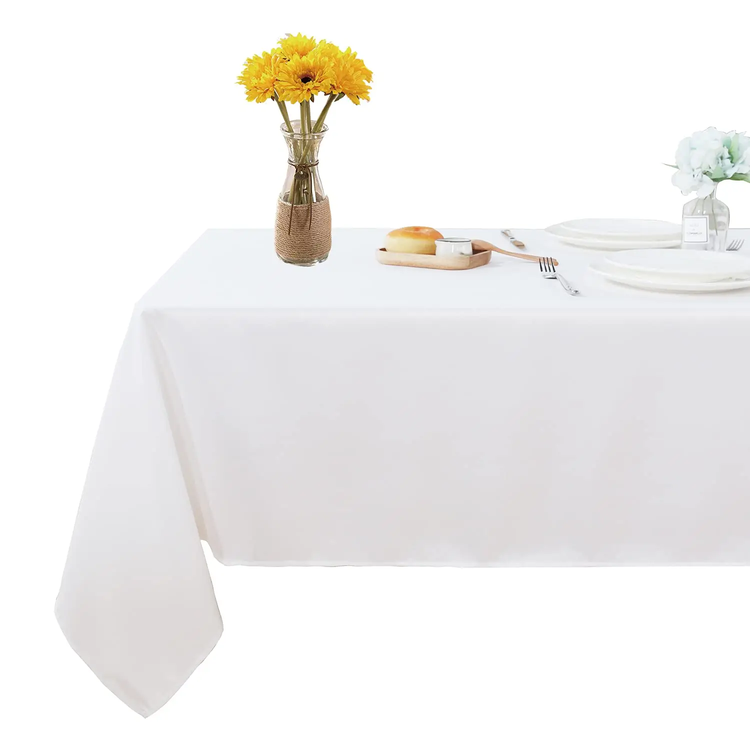 Mantel-blanco-grueso-mantel-decorativo-de-poli-ster-lavable-para-mesa ...