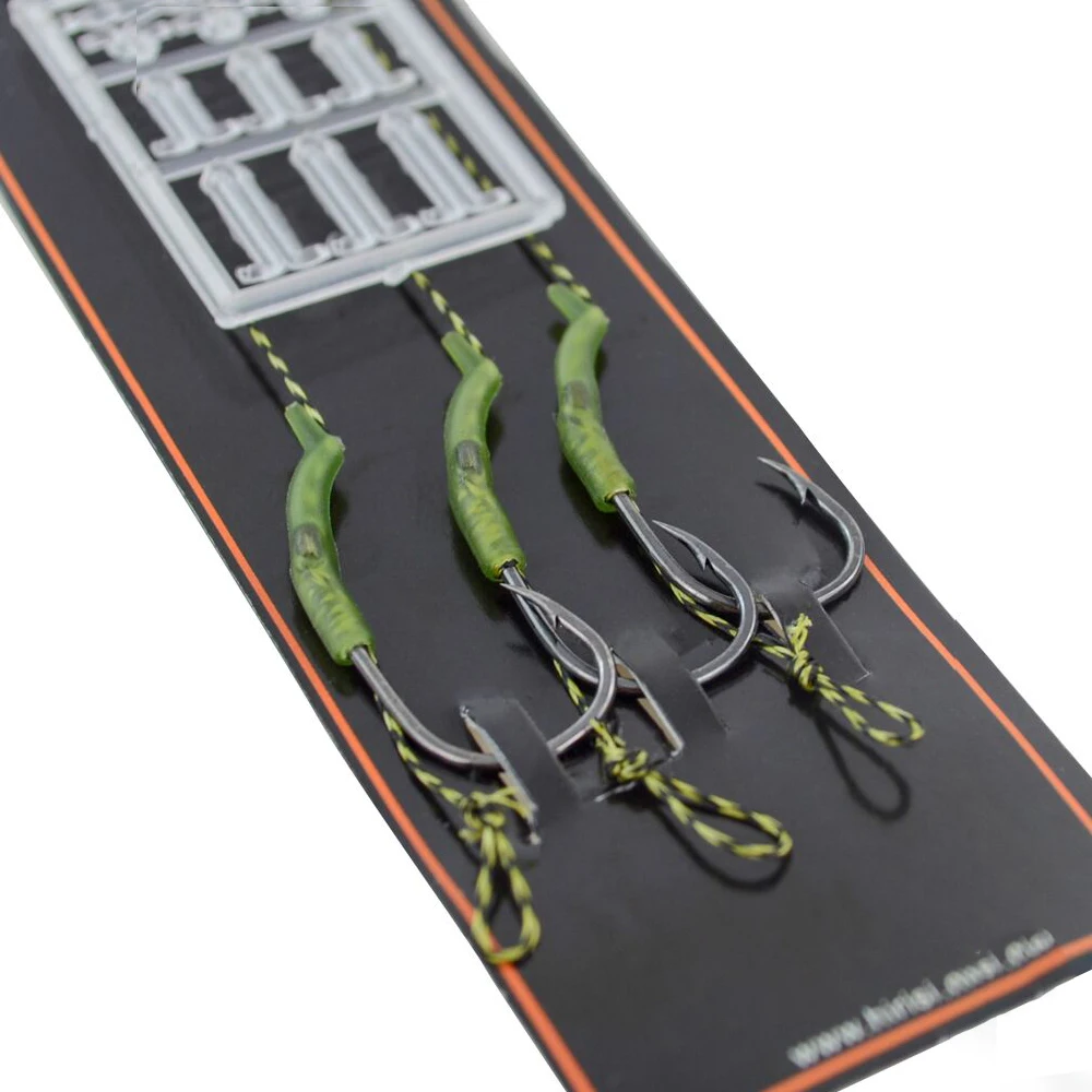 3 X Carp Fishing Rigs Ready Made Rig With Hook Free Boilie Stoppers ...