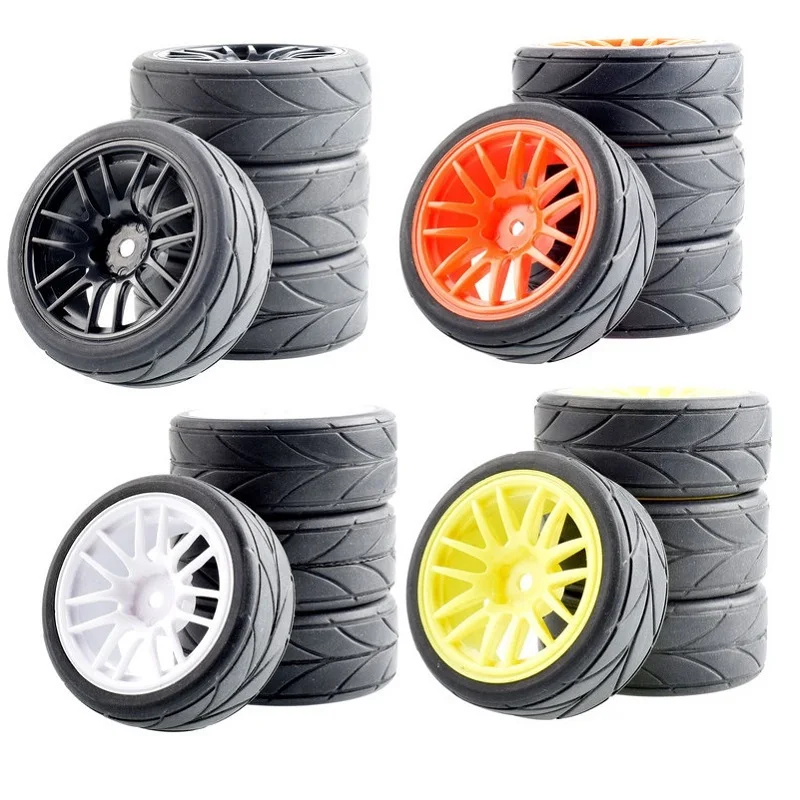 Rc Racing Tires W/plastic Wheel 4pcs For 1/10 Hsp Hpi Sakura D5/d4/d3 ...
