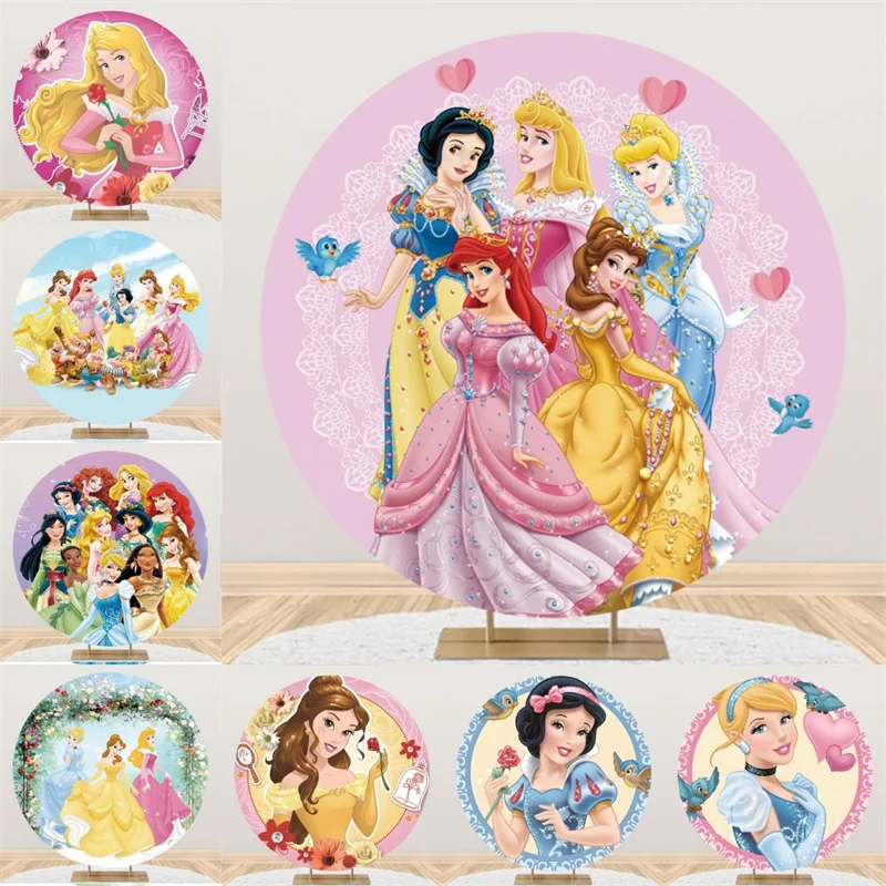 Tel-n-de-fondo-redondo-personalizado-de-fiesta-de-princesa-de-Disney ...