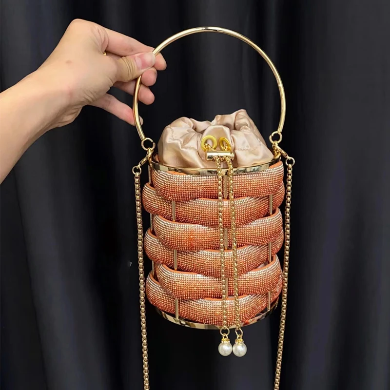 Rhinestones-Evening-Metallic-Round-Ring-Clutch-Party-Bag-For-Women ...