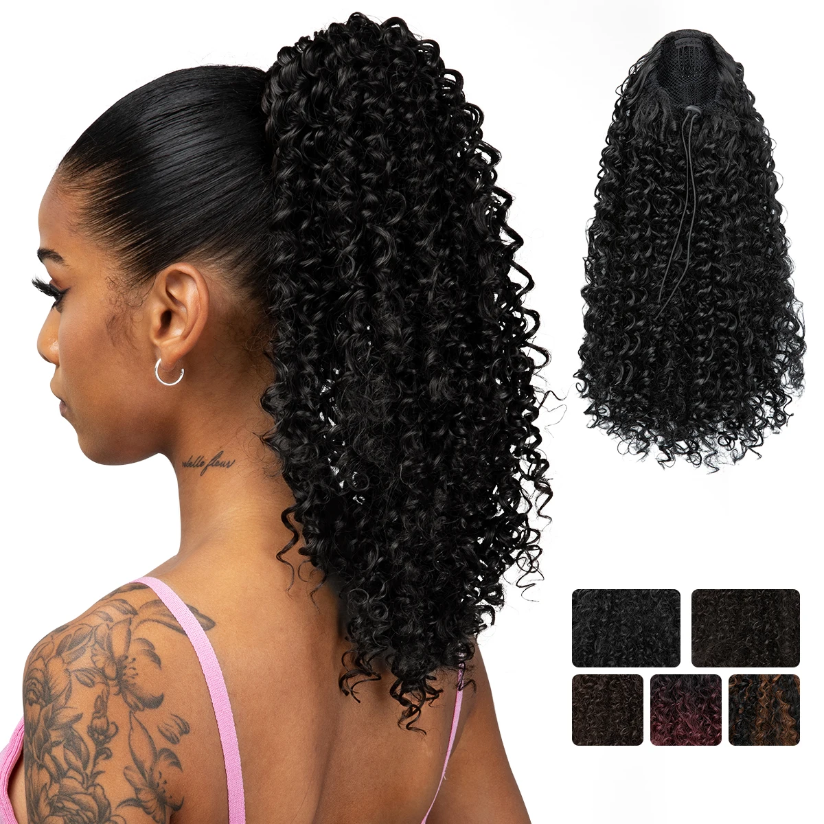 Queue-de-cheval-synth-tique-Afro-Kinky-Curly-pour-femme-postiche ...