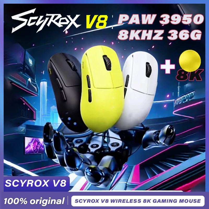 Scyrox-V8-Dual-Mode-Mouse-36g-Lightweight-Wireless-Mouse-8k-Game-Office-Paw3950-Nordic-52840 ...