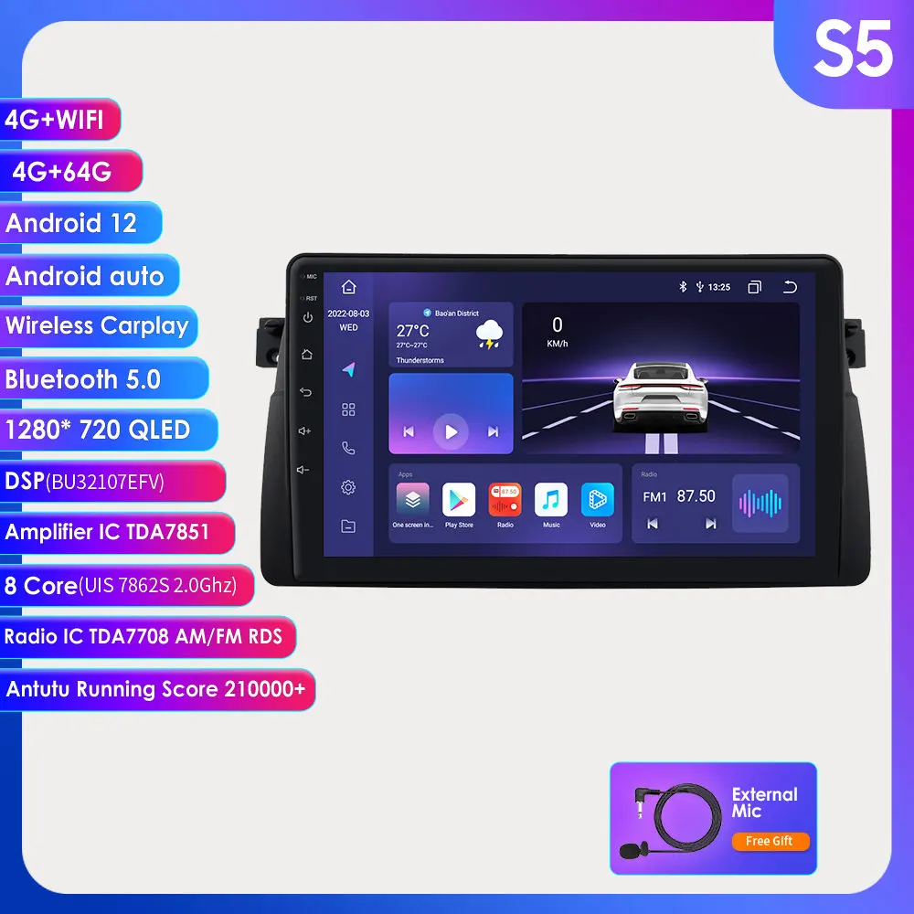2Din 9Inch Android Car Radio for BMW E46 1999 -2006 Carplay Andriod ...
