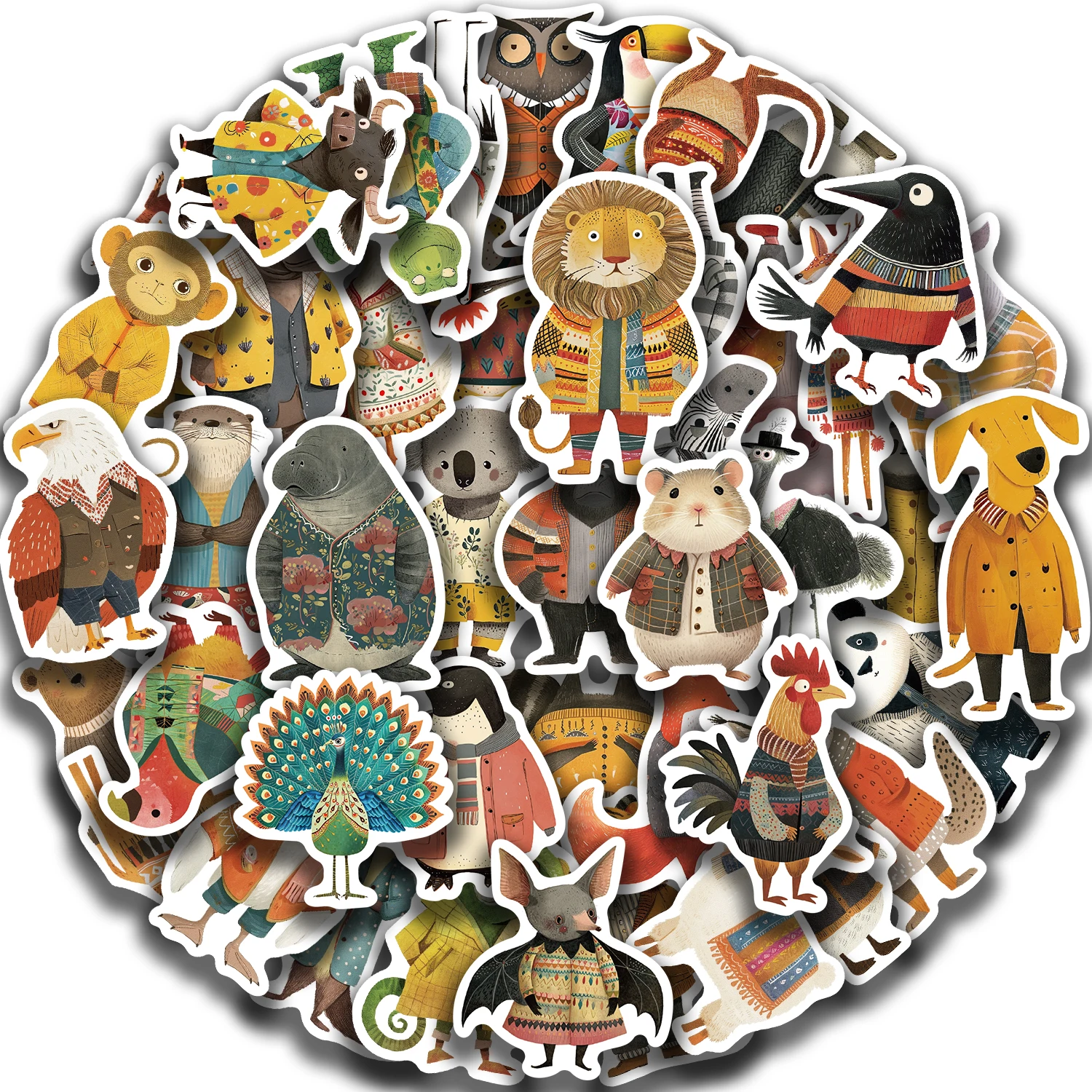 55PCS-Funny-Animal-Stickers-With-Clothes-Toy-DIY-Kids-Motorcycle-Laptop ...