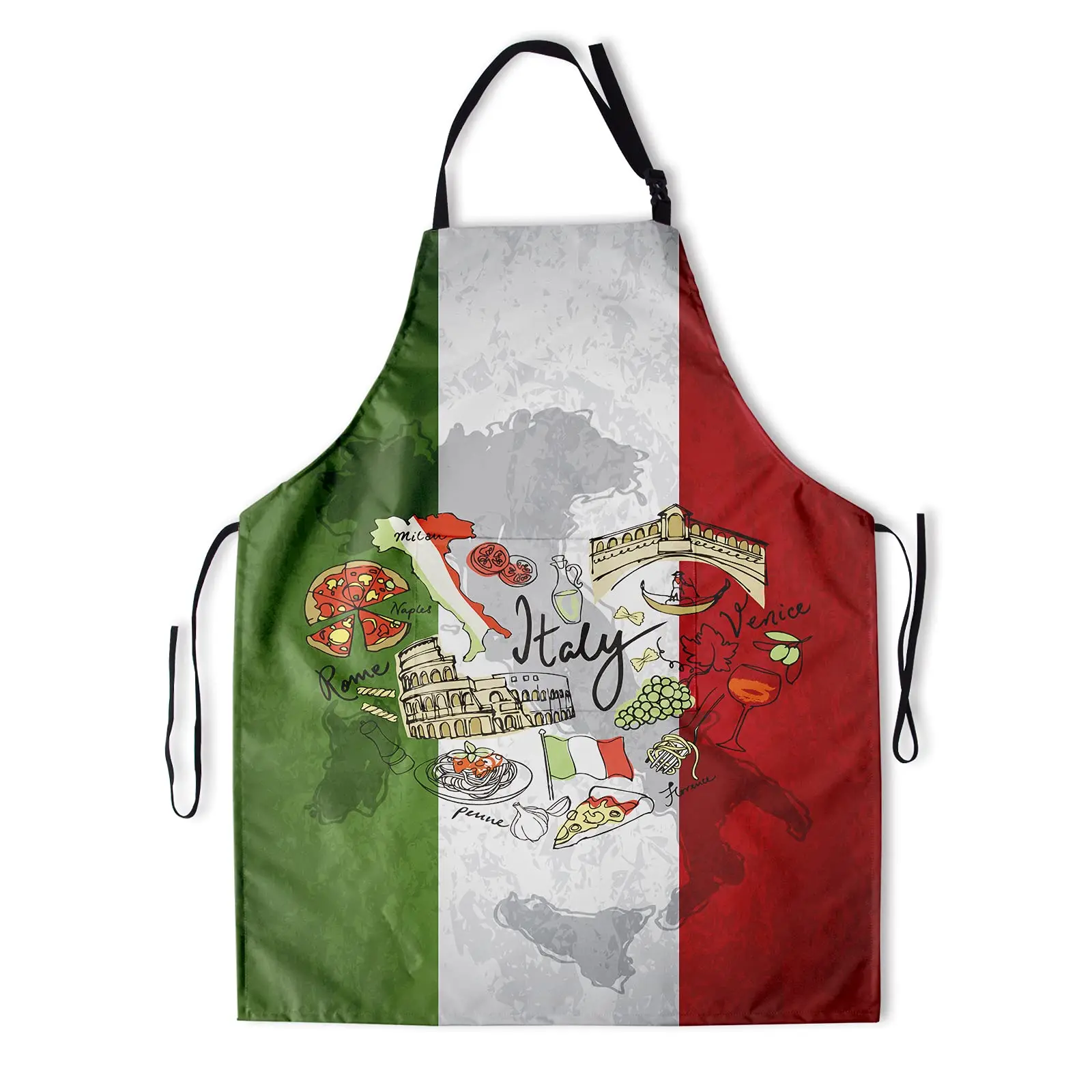 Italian-Aprons-for-Women-Waterproof-Retro-Grunge-Italian-Flag-Bib ...