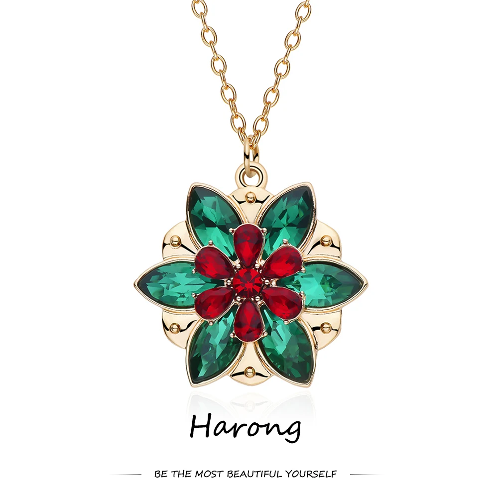 Harong-Anastasia-Colorful-Crystal-Flower-Pendant-Necklace-Beauty-Elsa ...