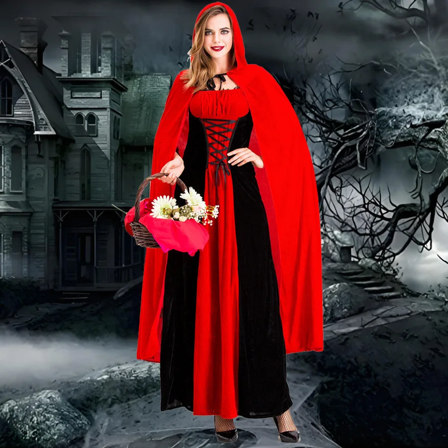 Vampire Little Red Riding Hood Halloween Costume with Cape Wolf ...
