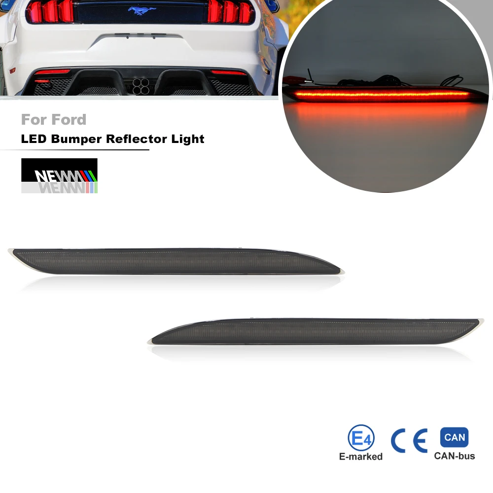 2x Smoked Lens Led Rear Bumper Reflector Lights Tail Lamps For Ford ...