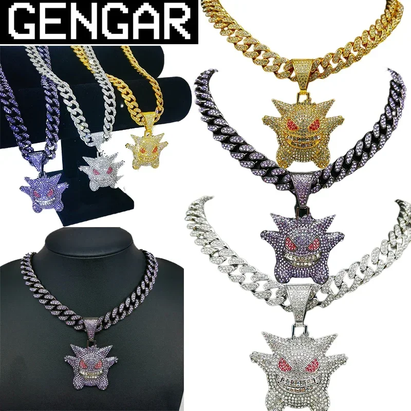 Anime-Pokemon-Gengar-2D-Gold-Silver-Metal-Pendant-Necklace-Men-Trendy ...