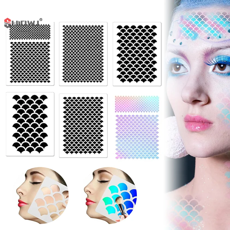 1Set Fish Scale Stencil Face Painting Templates To Draw Children Makeup ...