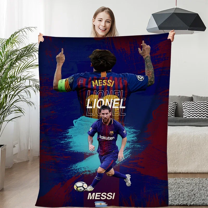 Winter Blanket Sofa Messi Digital Print King Size Warm Knee Bed Fleece ...