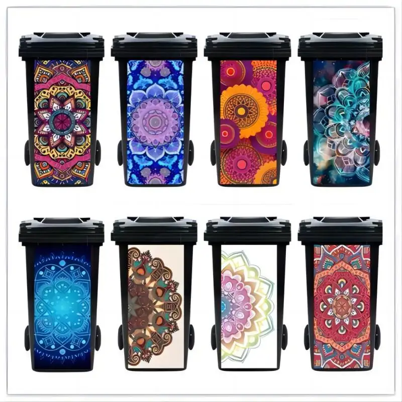 Colorful-Mandala-Pattern-Trash-Can-Art-Mural-Decals-Waterproof-Outdoor ...