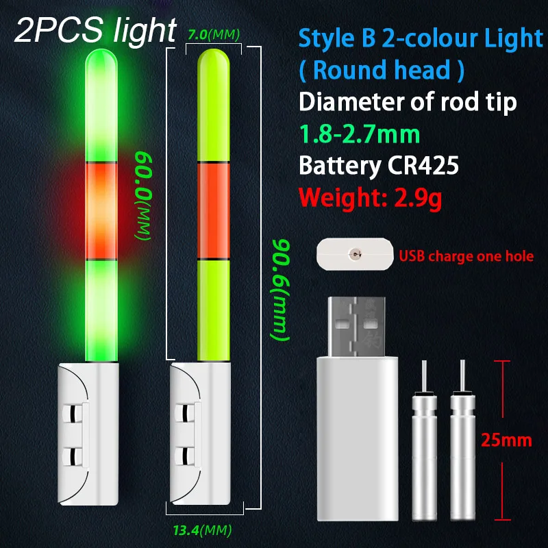 2PCS-LED-Fishing-Luminous-Light-Stick-With-CR425-Battery-USB-Charging ...
