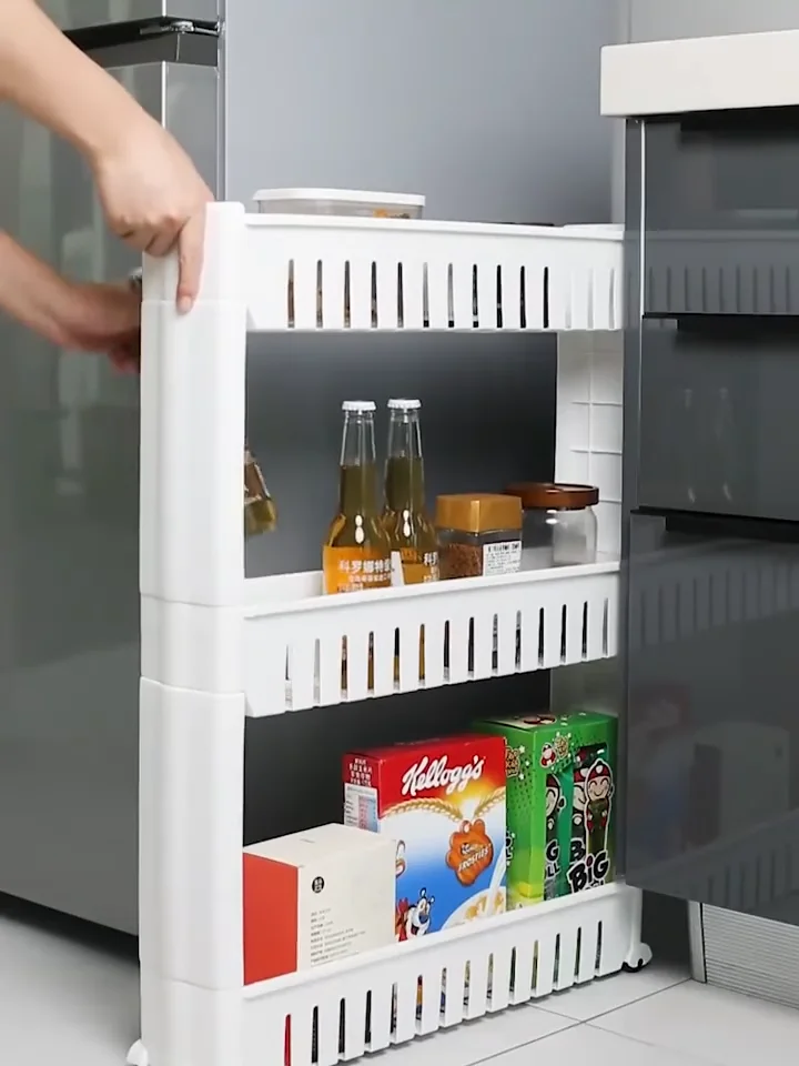 White 3-Tier Slim Slide Plastic Trolley Rack | Daraz.com.np