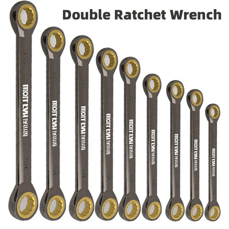 Double Ratchet Wrench Chrome Vanadium Steel Car Repair Spanner Metric ...