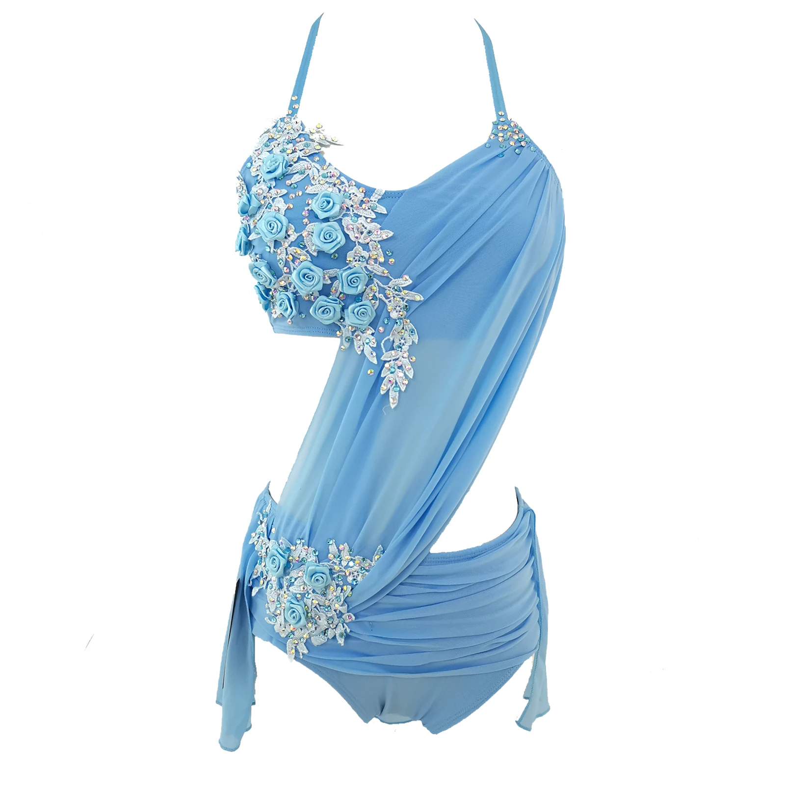 JoyCan-Lyrical-Dance-Dress-Blue-Jazz-Dance-Costume-Pole-Dancing-Clothes ...