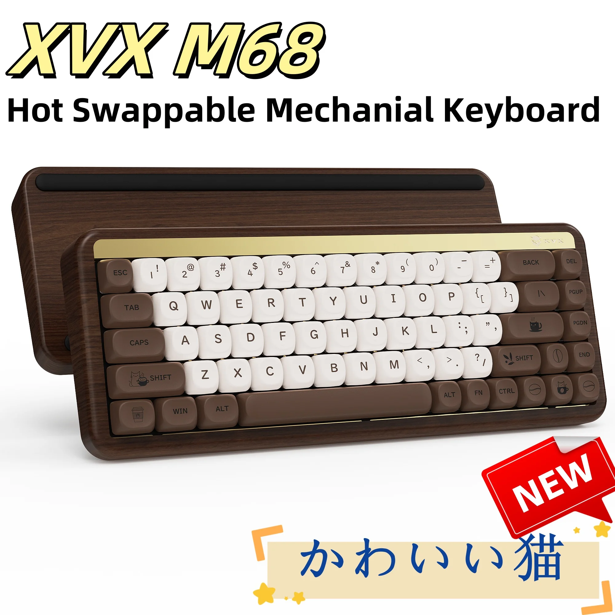 XVX-M68-Solid-Walnut-Mechanical-Keyboard-MOA-Five-Sided-Sublimation-PBT ...