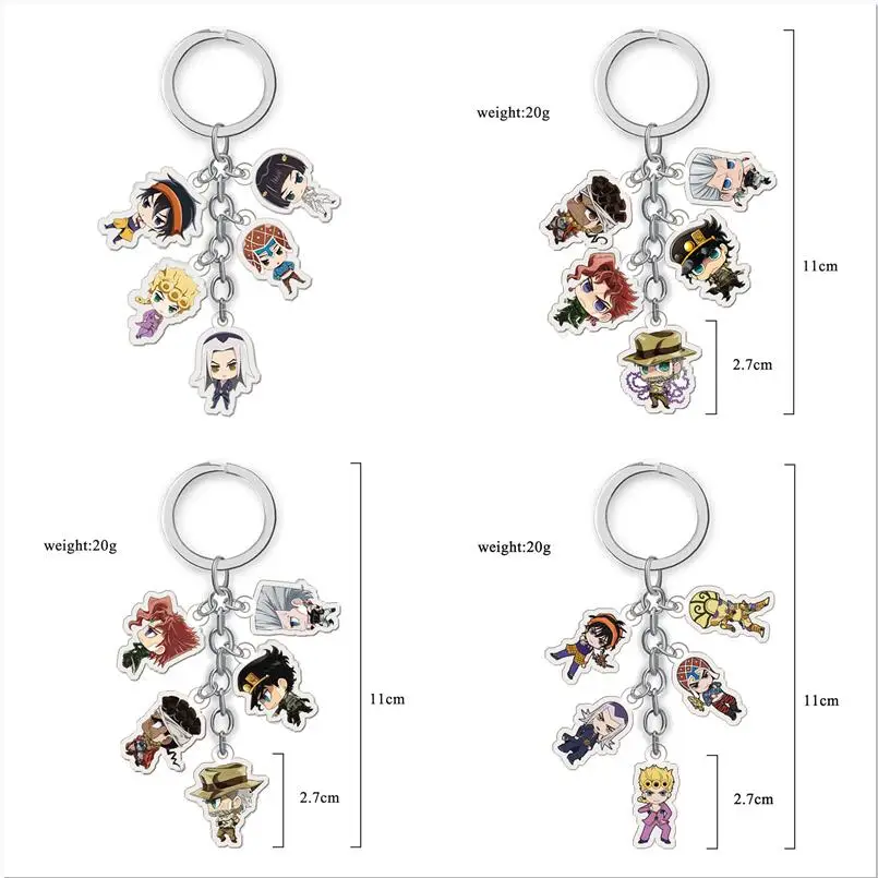 Anime Jojos Bizarre Adventure Keychains Cartoon Figure Acrylic Key Ring ...