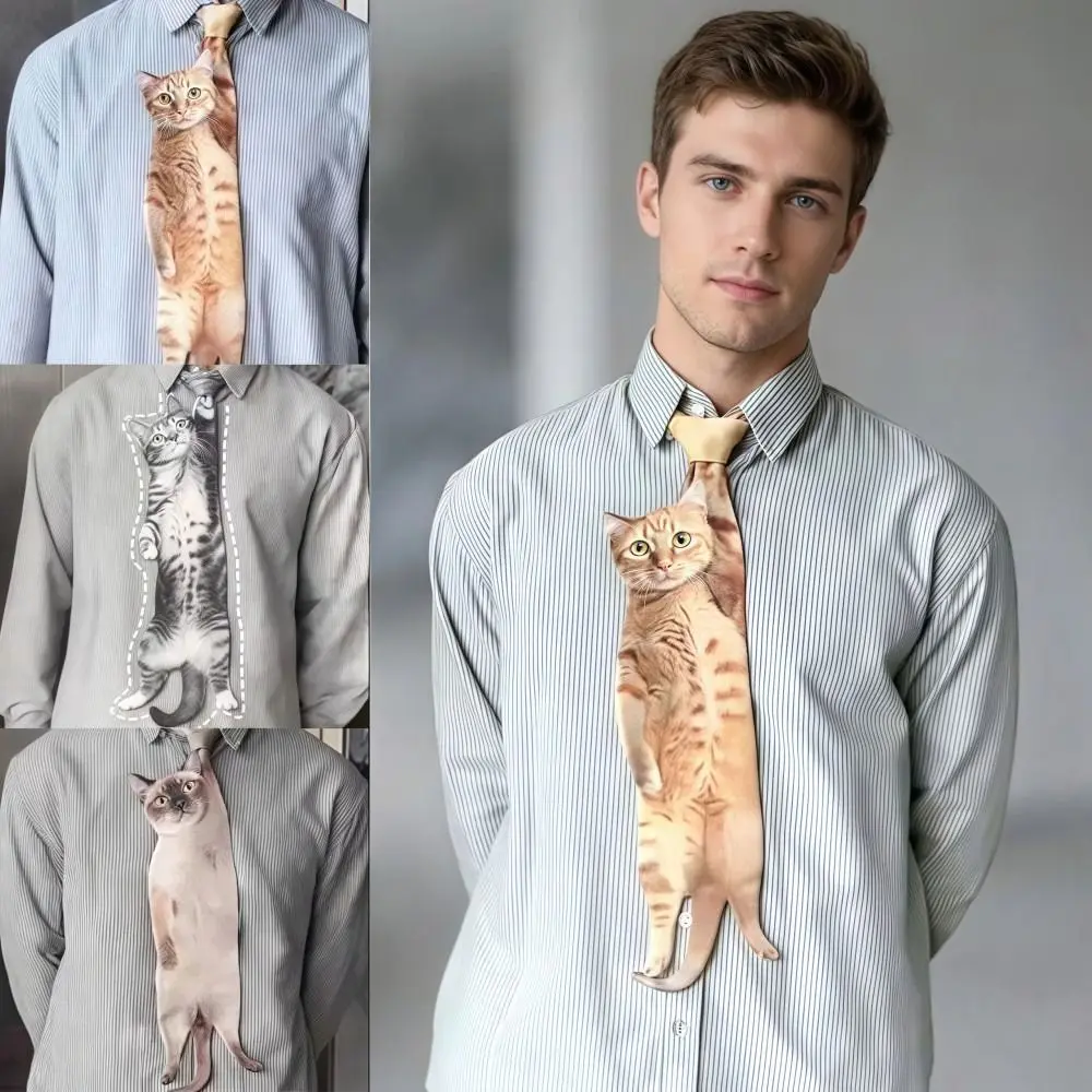 3D Cat Cat-shaped Men's Tie Animal Pattern Lifelike Kitten Necktie ...