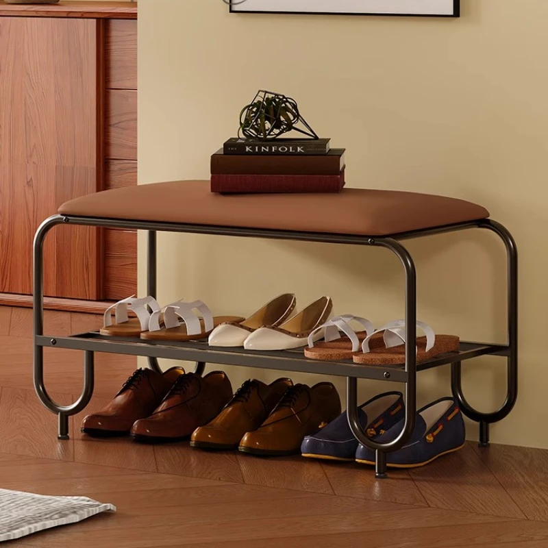 Mid-Century Modern Entryway Bench with Storage Double-layer Long ...