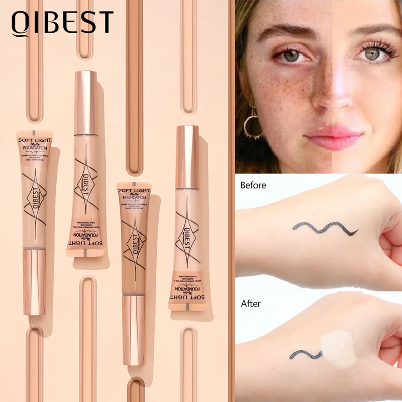 Qibest 리퀴드 컨실러 크림 방수 풀 커버리지 파운데이션 롱 라스팅 페이스 흉터 여드름 커버 스무스 모이스춰 라이징 메이크업