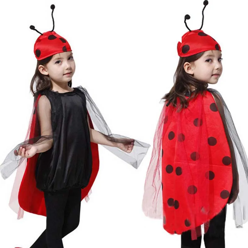 Children-Girls-Red-Ladybug-Ladybird-Cloak-Antenna-Hat-Clothing-Party ...