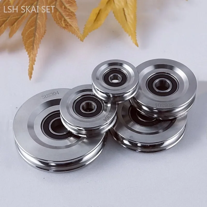 1pc 304 Stainless Steel Pulley U-shaped Track Wire Rope Lifting Wheel ...
