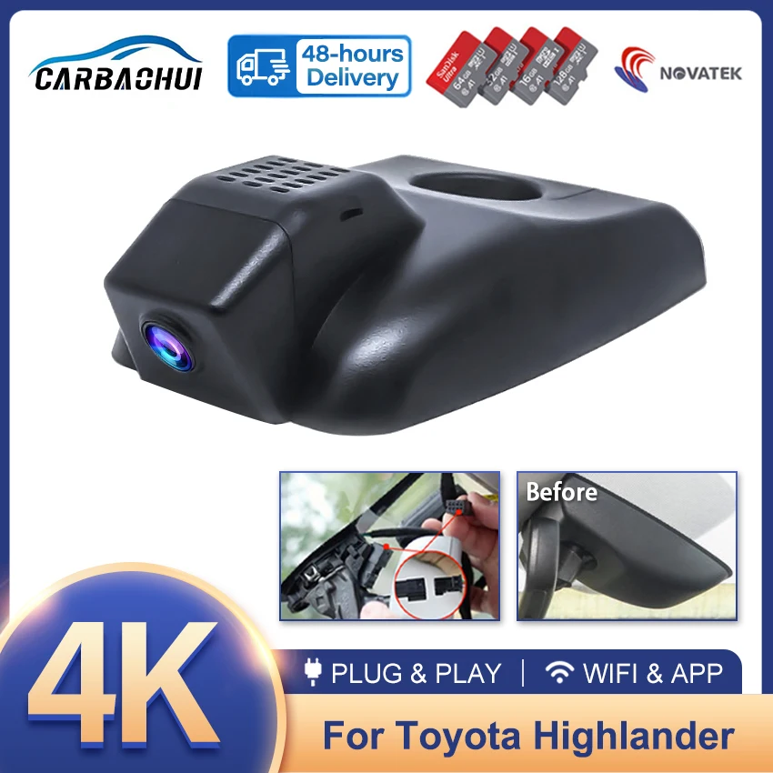 Dash Cam for Toyota Highlander XU70 XU50 2024 2023 2022 2021 2020 2019 ...