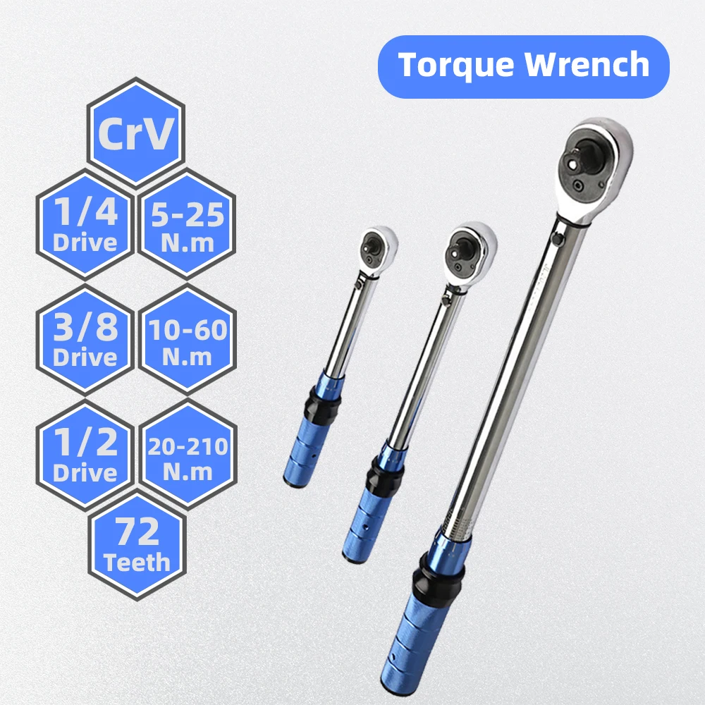1 2 3 8 1 4 Torque Wrench 5 210Nm Automotive Professional 72 Teeth