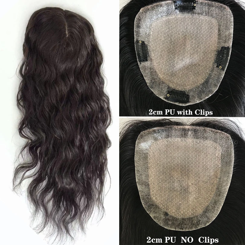 Wavy Silk Skin Base Brazilian Virgin Human Hair Topper For Women With 4 ...