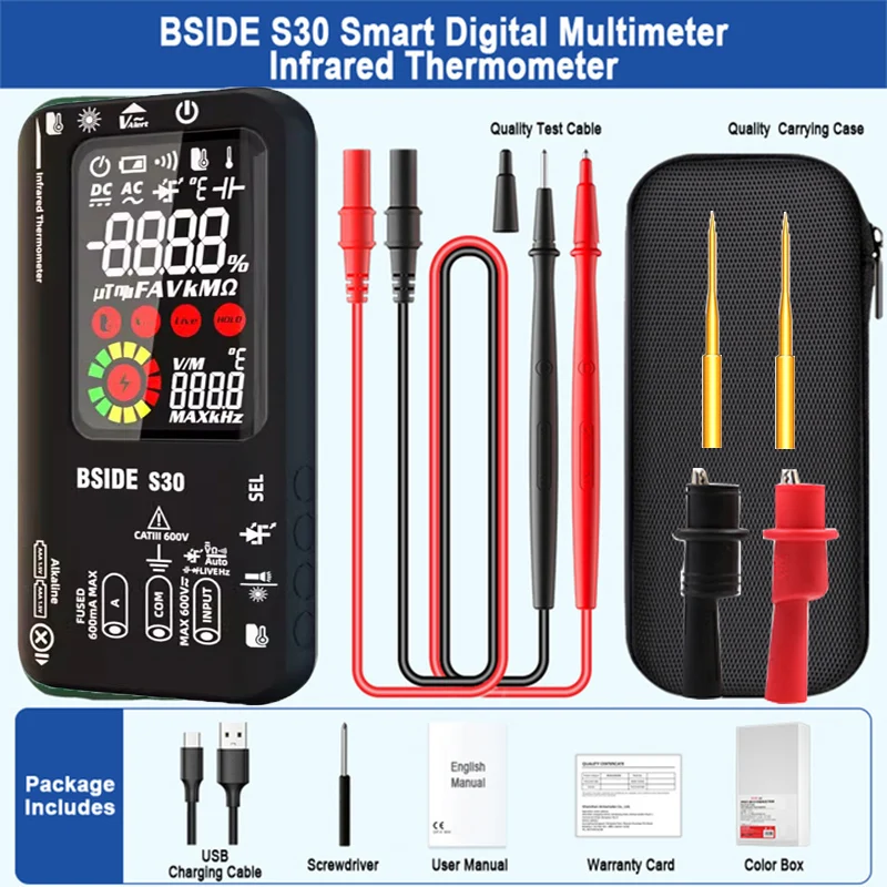 BSIDE-S30-USB-Charge-Multimeter-Digital-LCD-Color-Screen-AC-DC-Current ...