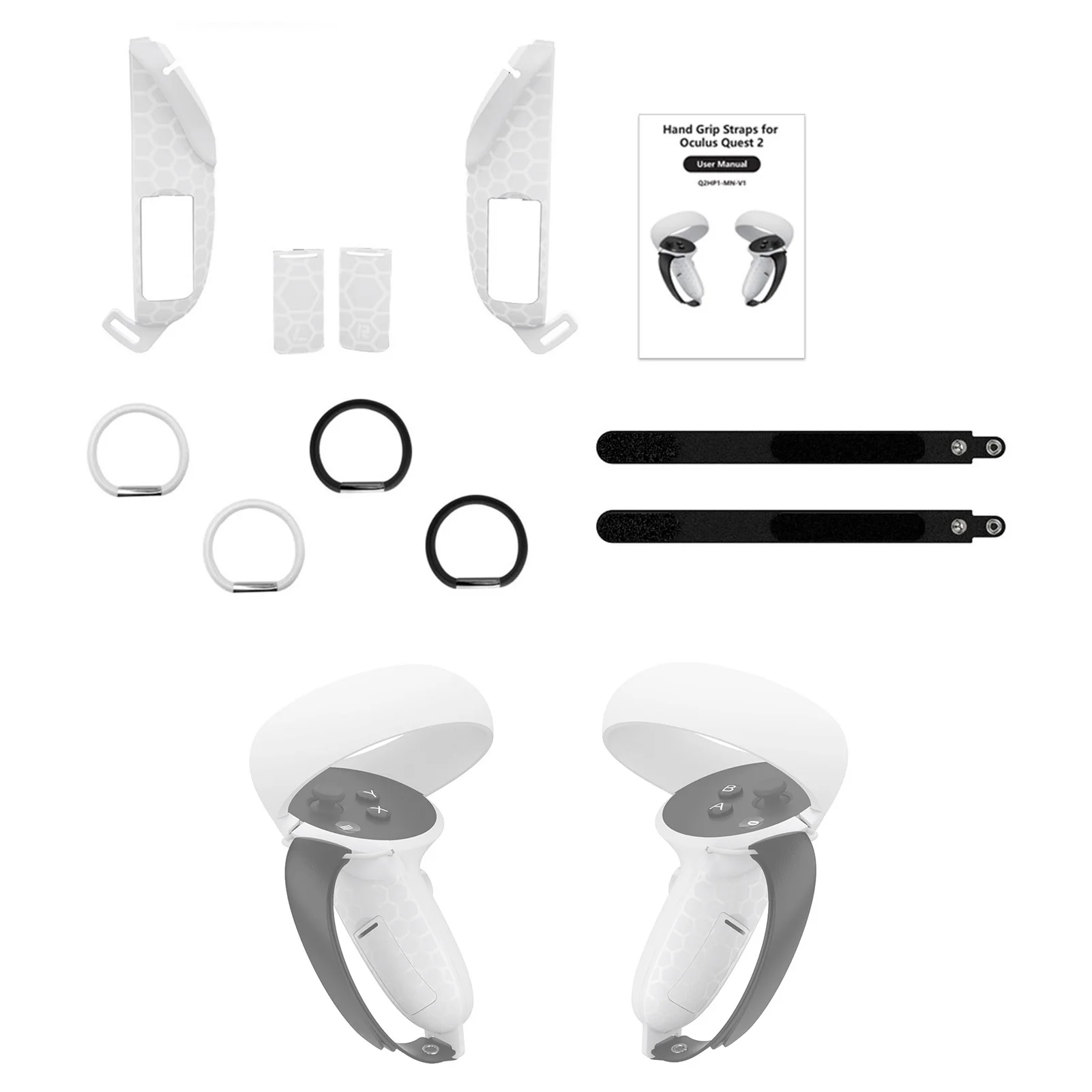 For Oculus Quest 2 Vr Controller Grips Cover Accessories With Battery ...