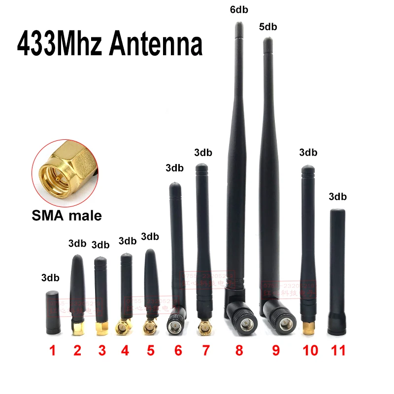 2Pcs Lora 433Mhz Antenna 433M Antenna SMA-J Male High Gain Long Range Aerial For Data ...