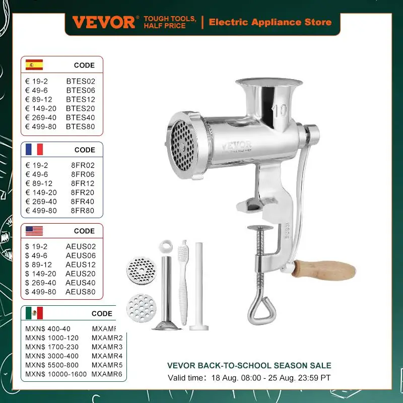 VEVOR-Manual-Meat-Grinder-304-Stainless-Steel-Hand-Meat-Grinder-with ...