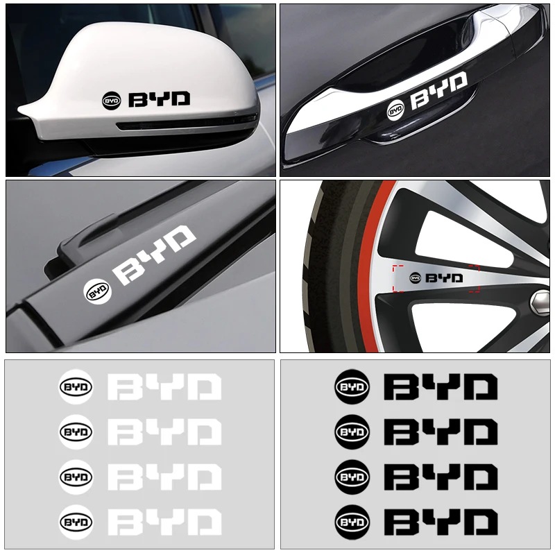 4Pcs Car Door Handle 3D Stickers Tire Rear View Mirror Decals ...