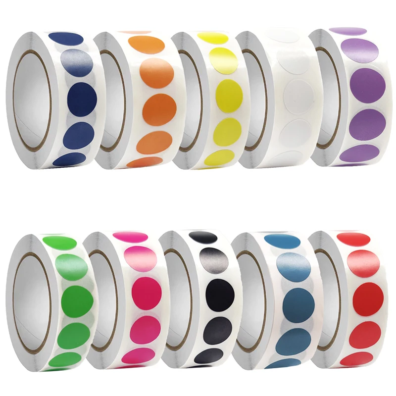 1000Pcs-Roll-Colored-Round-Labels-Circular-Coding-Sticker-Blank-Marking ...