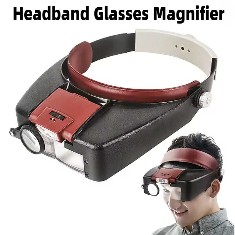 10X Headband Magnifier Glasses Helmet Style Loupe Lens Lights Loupe ...