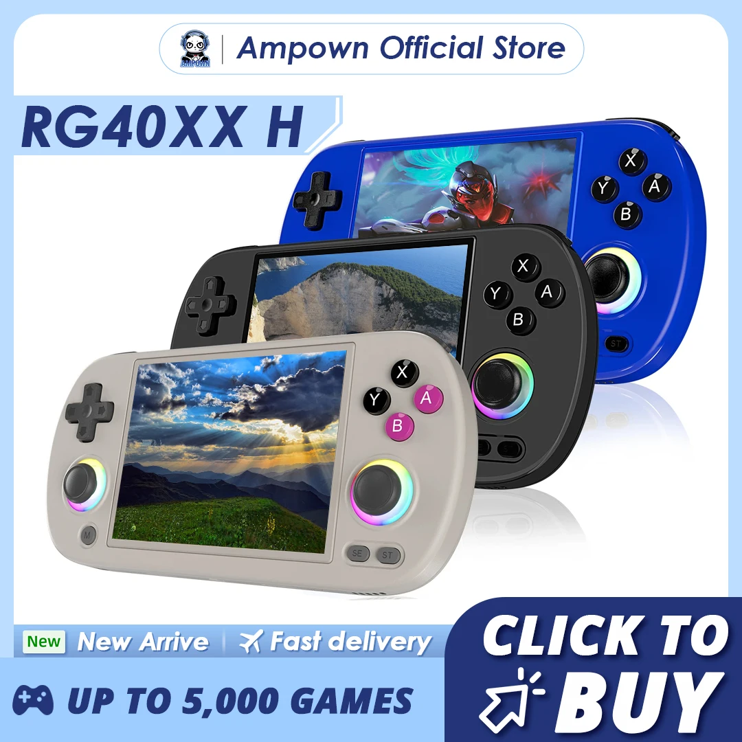 ANBERNIC RG40XX H Handheld Game Console 4” Screen Linux System Joystick ...