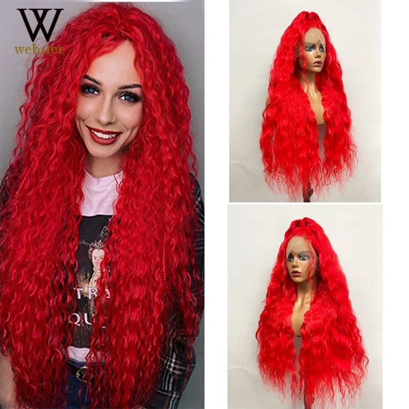 Webster Natural Red Long Synthetic Curly For Black Women Heat Resistant ...