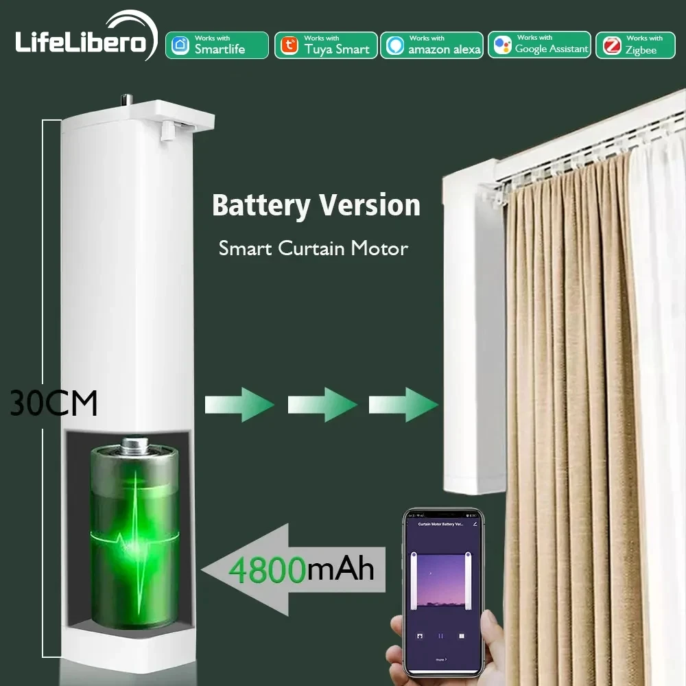 LifeLibero-Tuya-ZigBee-Big-Battery-Smart-Curtains-Motor-Chargeable ...