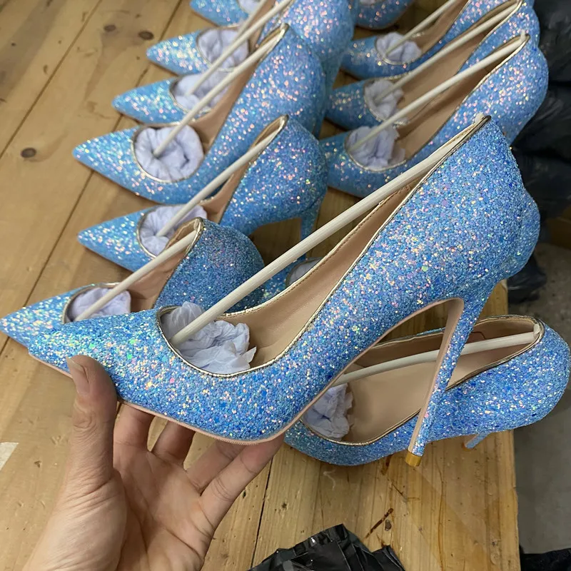 Light Blue Sparkly High Heels