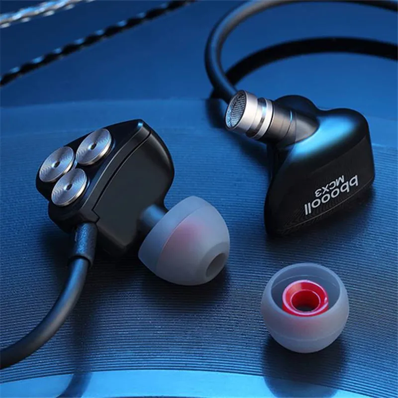 Bboooll Bo-t1 3 Dynamic Driver Heavy Bass Hifi In-ear Earphone With Mic For Mobile Phone ...
