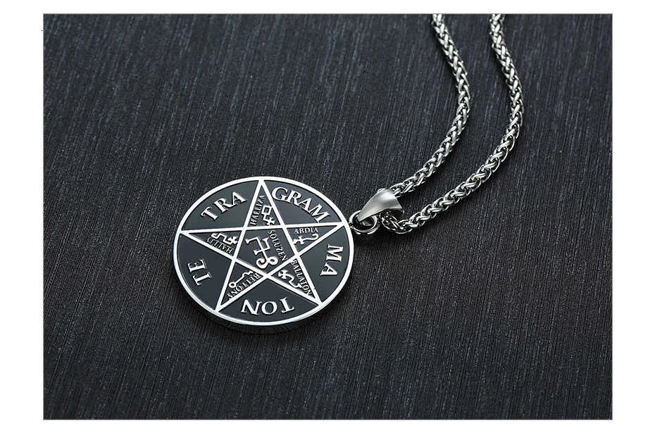 Tetragrammaton Necklaces for Men Stainless Steel Pentagram of Solomon ...