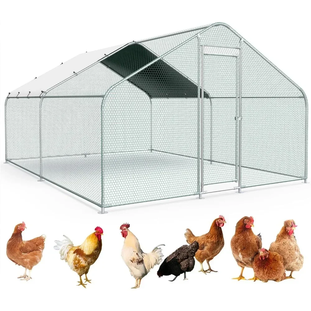 10x13FT-Large-Metal-Chicken-Run-with-Roof-Walk-in-Poultry-Cage-Chicken ...